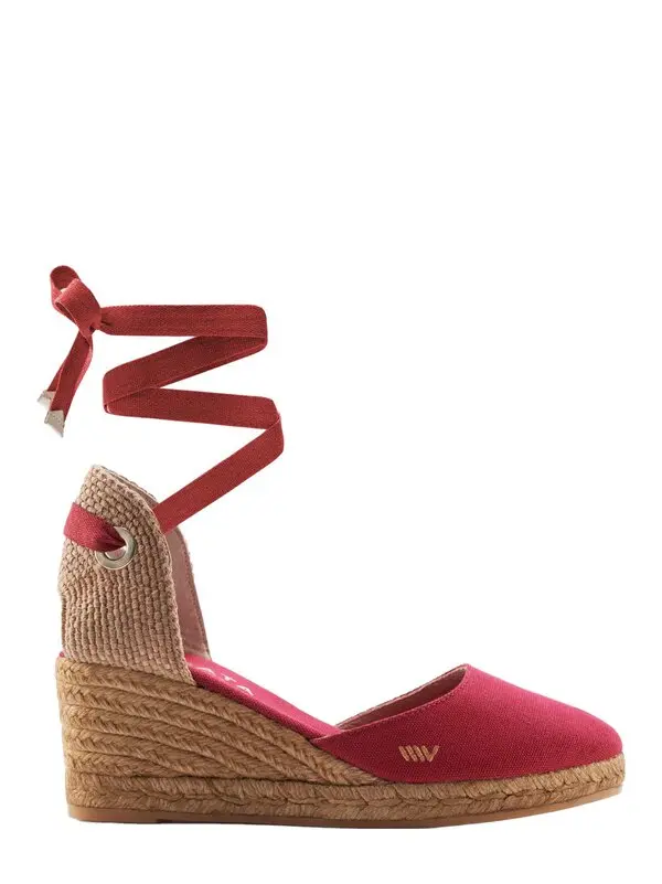 VISCATA Sagaro Canvas Espadrille Wedges - Cherry