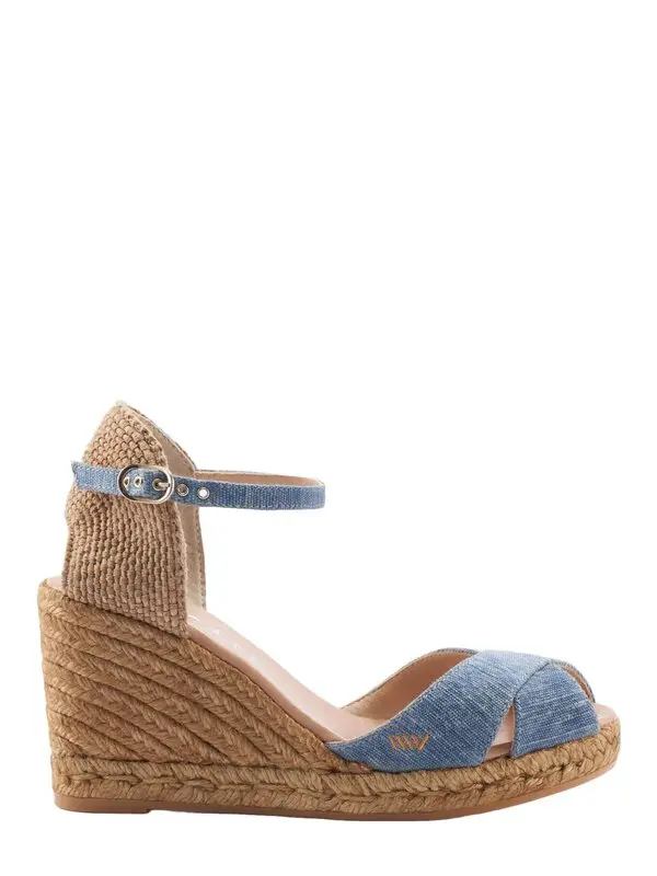 VISCATA Aiguablava Premium Espadrille Wedge Sandals - Washed Denim