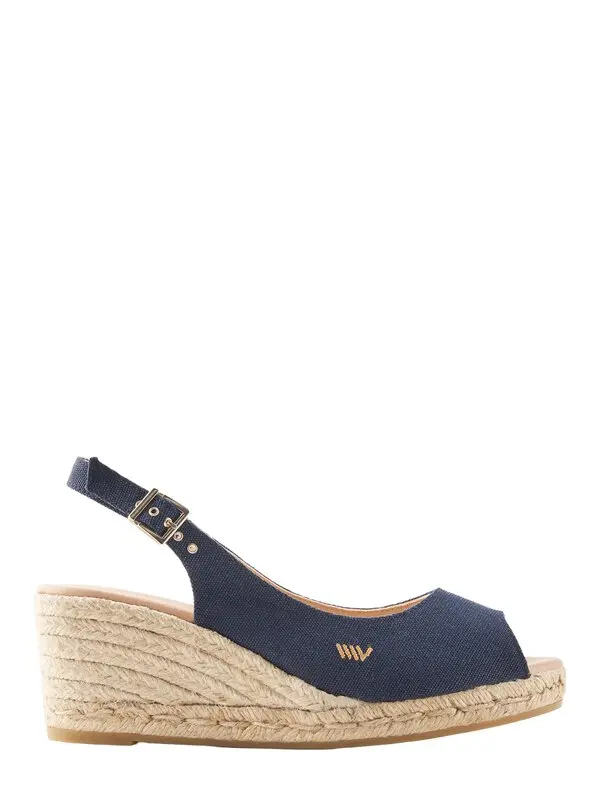 VISCATA Gavina Espadrille Sandal Wedges - Navy Blue