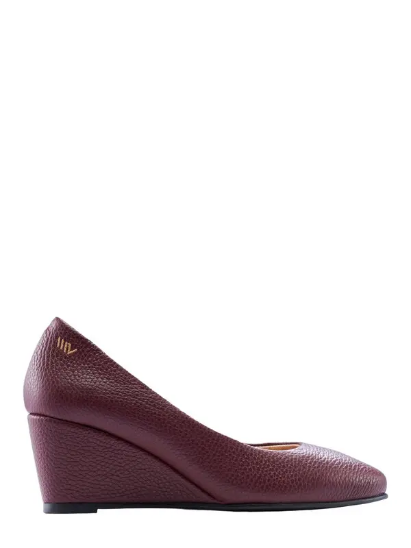 VISCATA Verona Premium Leather Wedges - Burgundy Grain