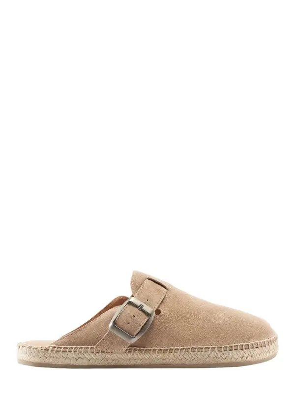 VISCATA Suede Espadrille Clogs - Camel