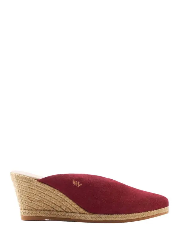 VISCATA Truja Suede Espadrille Wedge Mules - Burgundy