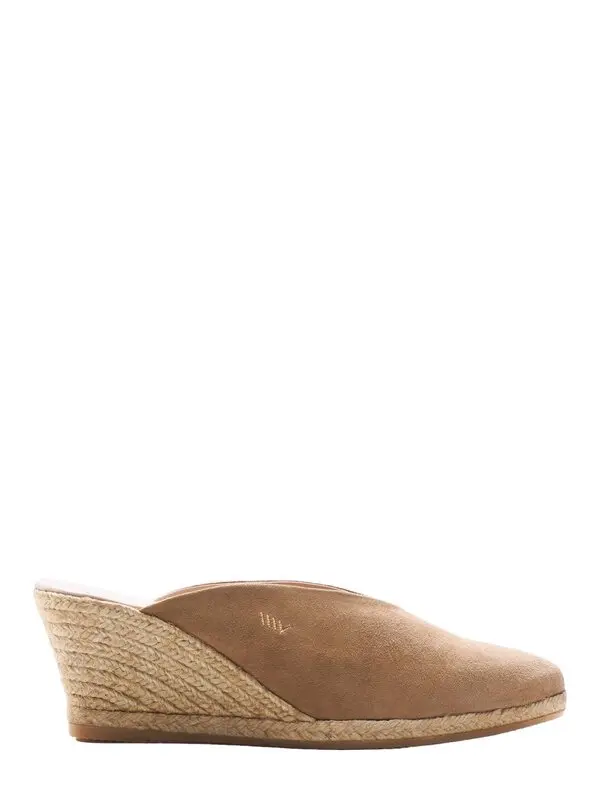 VISCATA Truja Suede Espadrille Wedge Mules - Camel