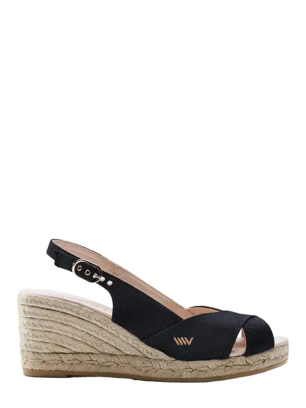 VISCATA Llansa Espadrille Wedge Sandals - Black