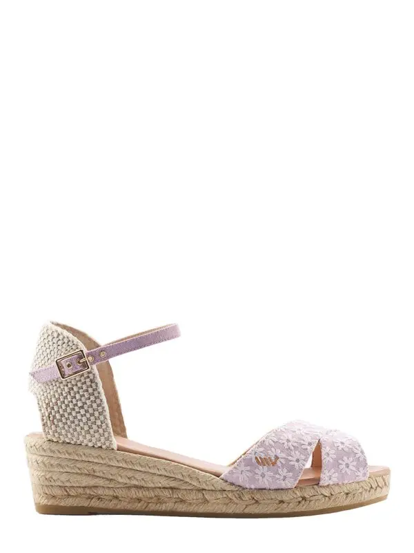 VISCATA Salina Premium Fabrics Espadrille Sandal Wedges - Daisy Pink