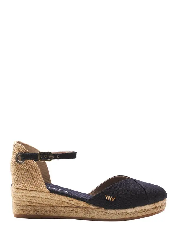 VISCATA Pubol Canvas Espadrille Wedges - Black