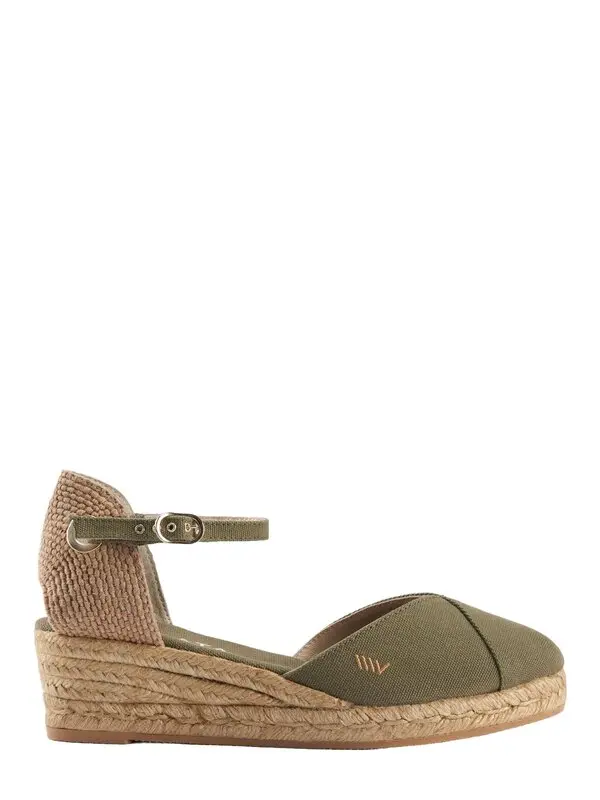 VISCATA Pubol Canvas Espadrille Wedges - Olive