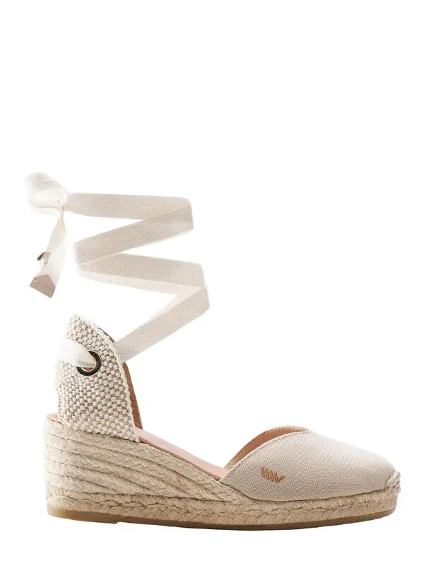 VISCATA Gava Canvas Espadrille Wedges - Beige