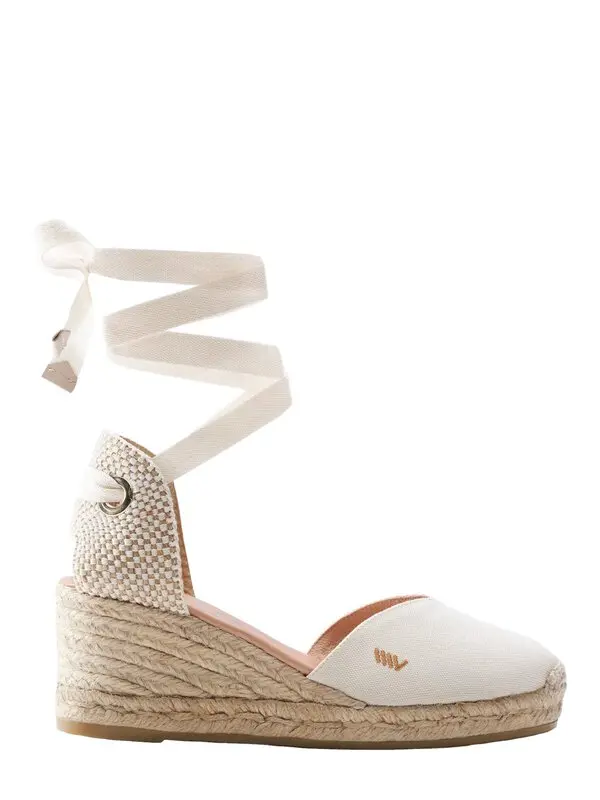 VISCATA Gava Canvas Espadrille Wedges - Ivory
