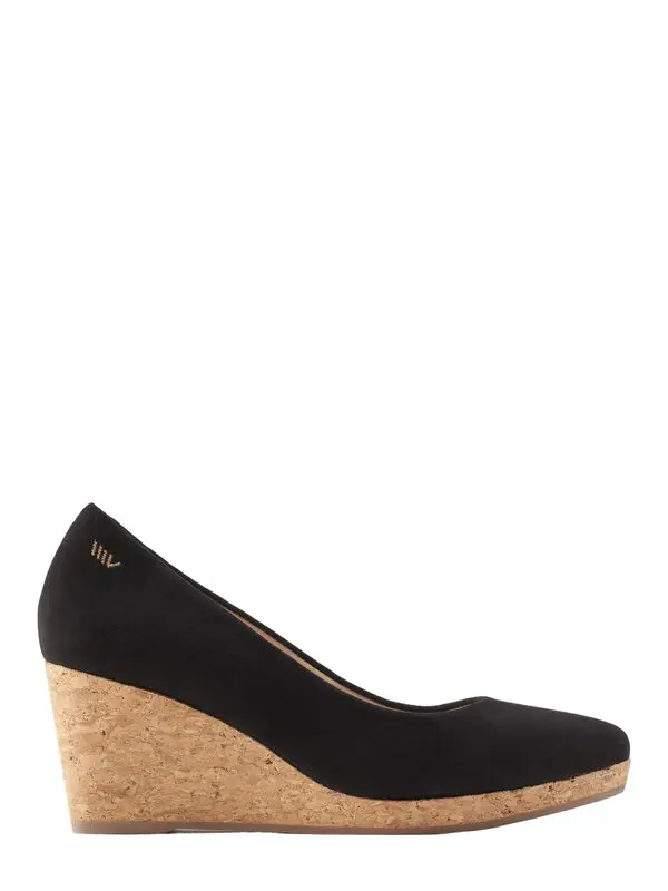 VISCATA Riera Suede Cork Wedges - Black