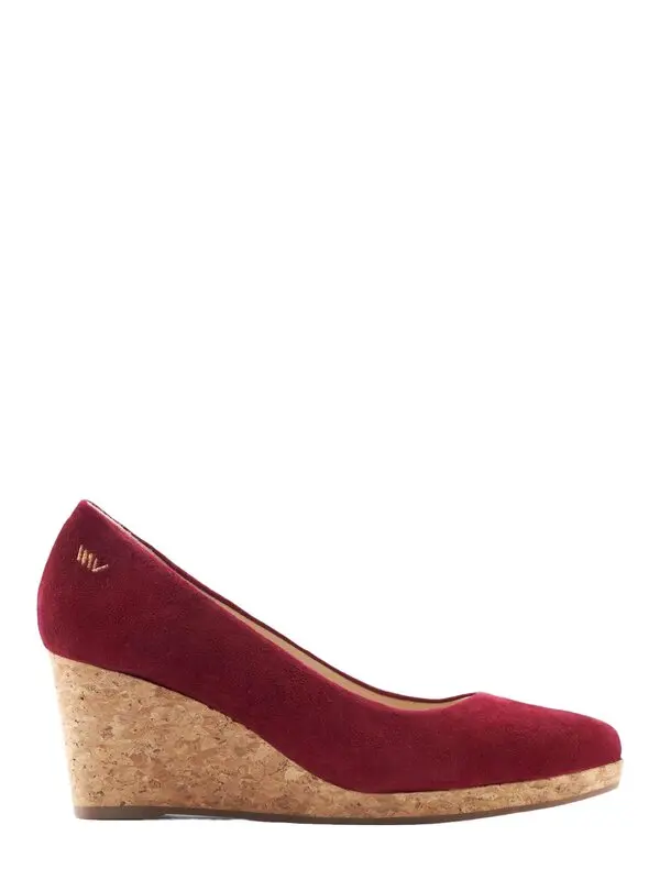 VISCATA Riera Suede Cork Wedges - Burgundy