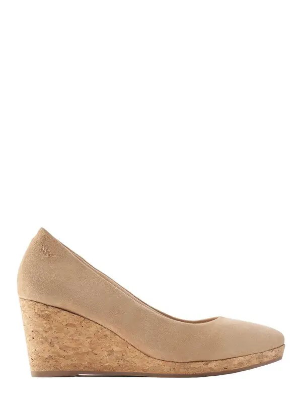 VISCATA Riera Suede Cork Wedges - Camel