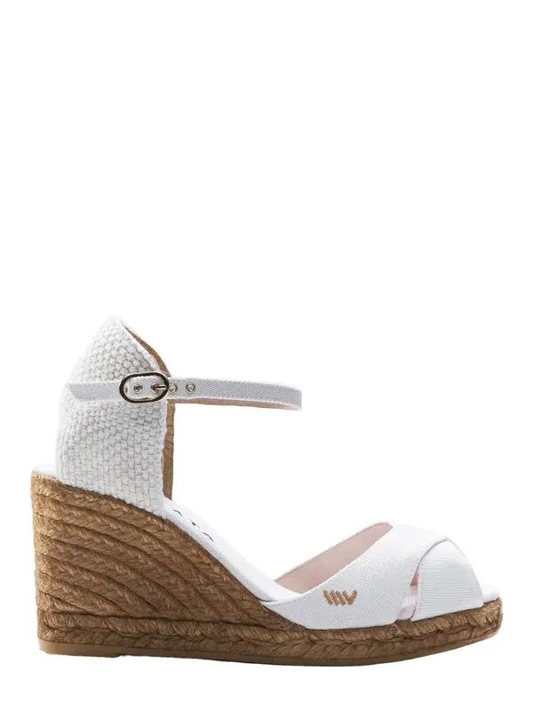 VISCATA Aiguablava Canvas Espadrille Wedge Sandals - White