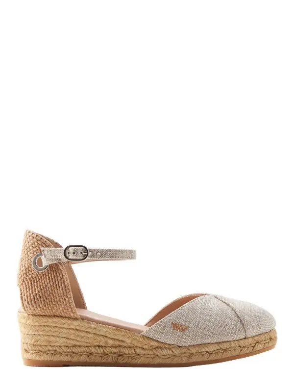 VISCATA Pubol Canvas Espadrille Wedges - Silver