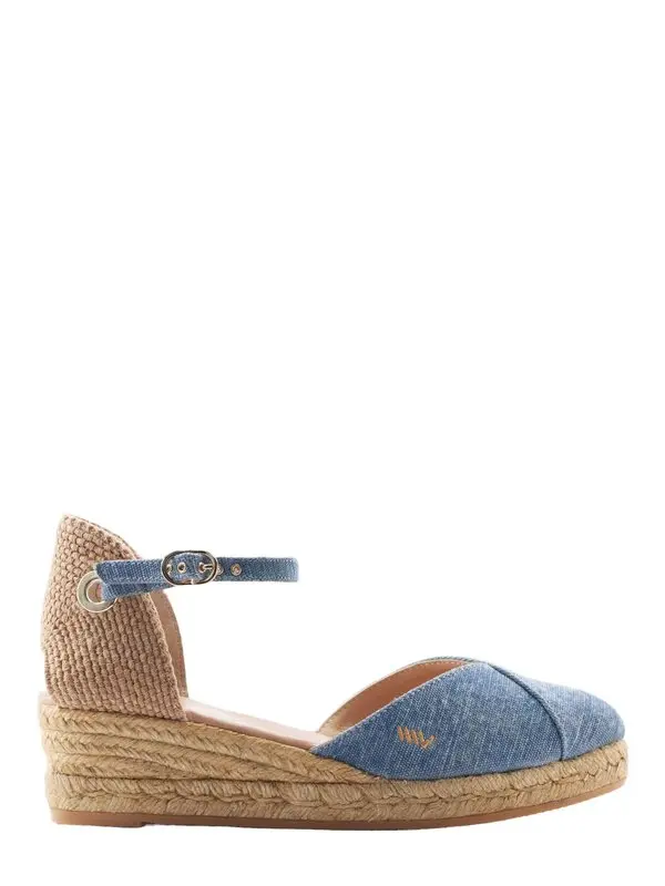VISCATA Pubol Canvas Espadrille Wedges - Washed Denim