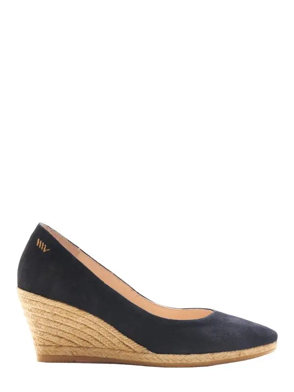 VISCATA Roses Suede Espadrille Wedges - Black
