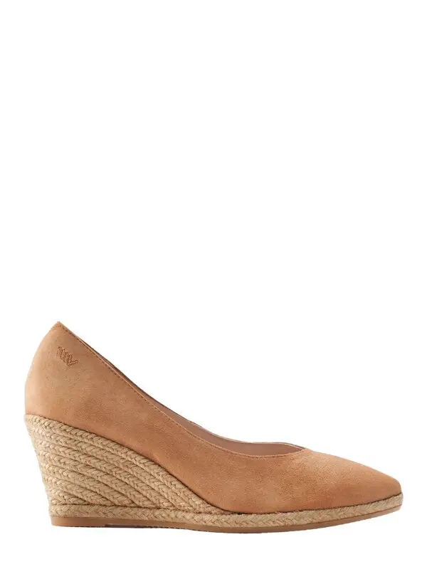 VISCATA Roses Suede Espadrille Wedges - Camel