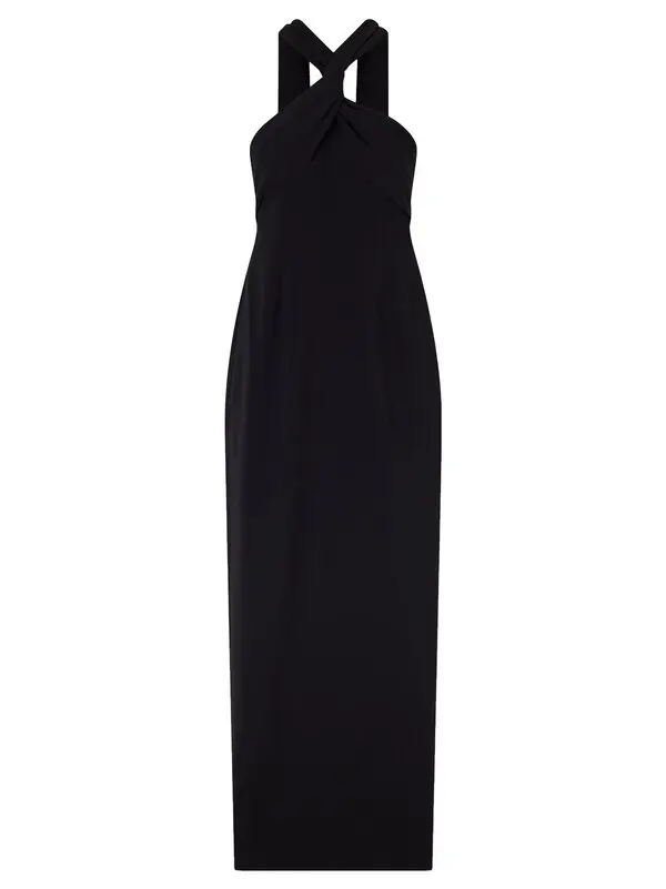 Solace London Rona Twisted Halterneck Gown - Black
