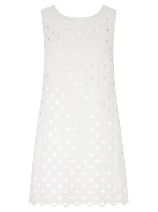 Max Mara Embroidered Woven Mini Dress - White