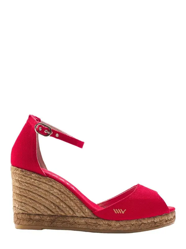 VISCATA Aiguafreda Canvas Espadrille Wedge Sandals - Red