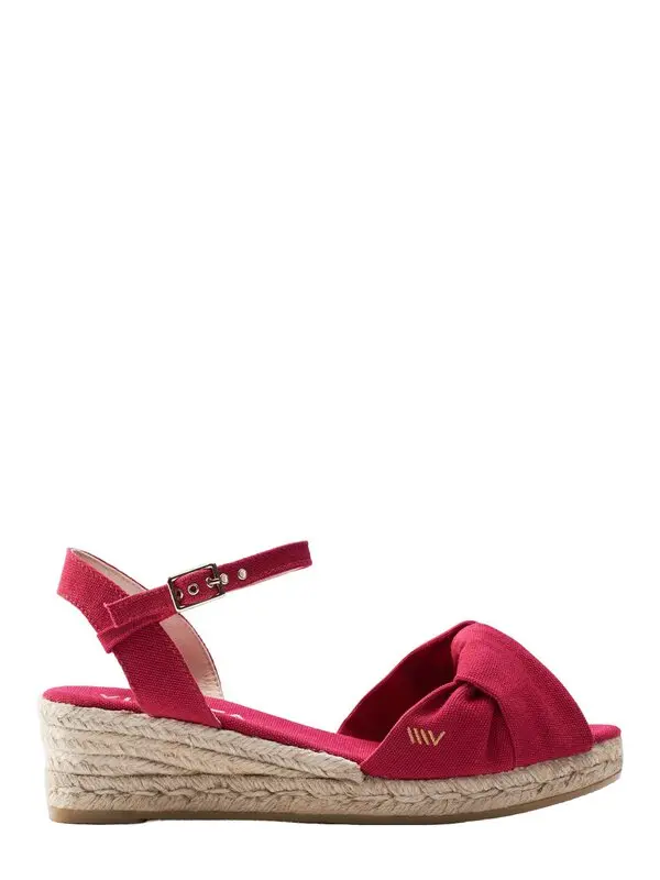 VISCATA Farella Canvas Espadrille Wedge Sandals - Cherry