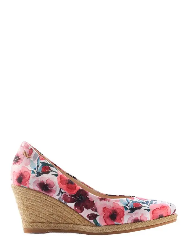 VISCATA Espadrille Wedge - Red Flowers