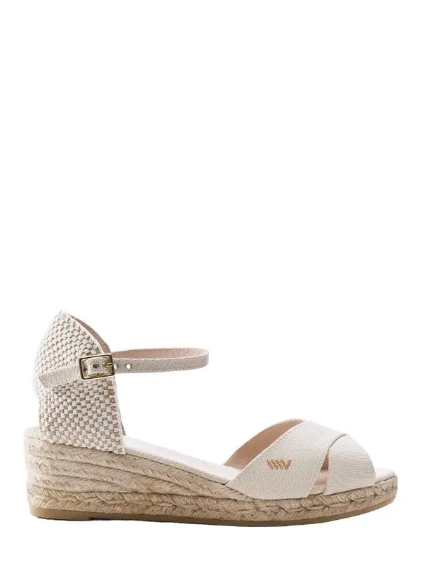 VISCATA Salina Canvas Espadrille Wedge Sandals - Beige