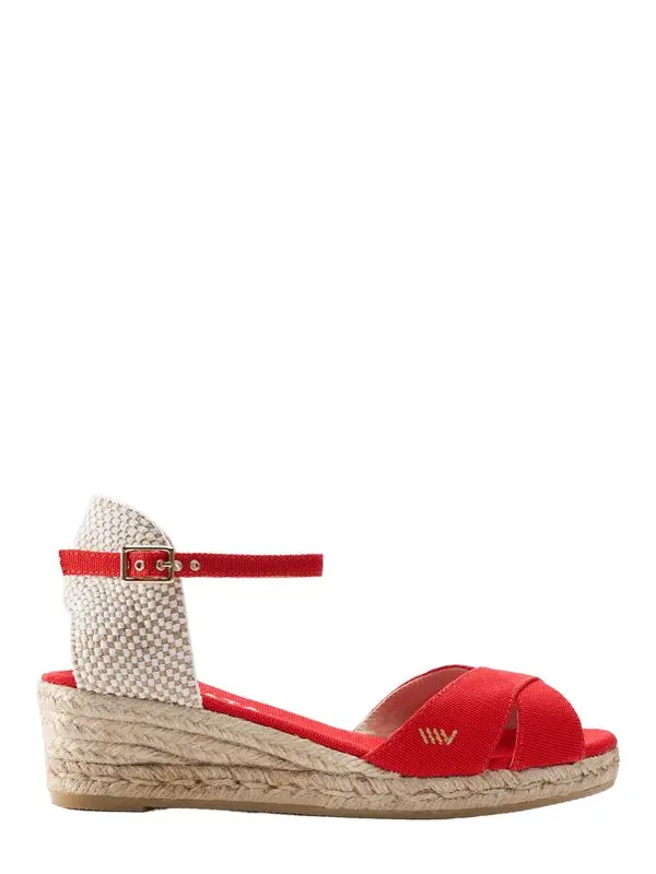 VISCATA Salina Canvas Espadrille Wedge Sandals - Red