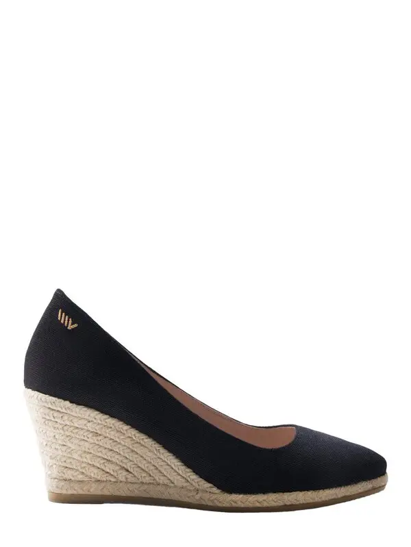 VISCATA Roses U-cut Espadrille Wedges - Black