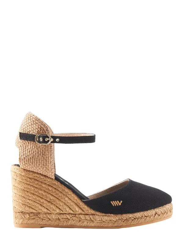 VISCATA Satuna Canvas Espadrille Wedges - Black