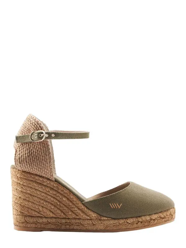 VISCATA Satuna Canvas Espadrille Wedges - Olive