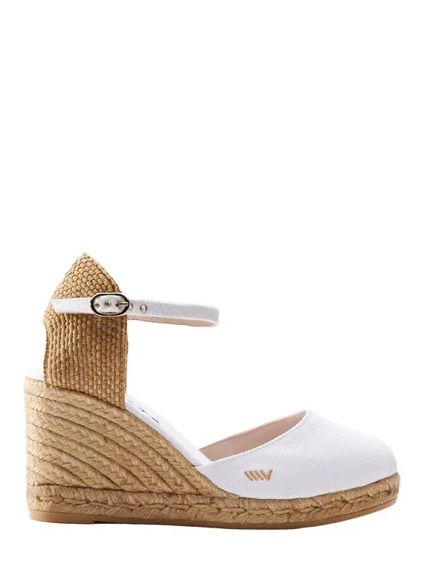 VISCATA Satuna Canvas Espadrille Wedges - White