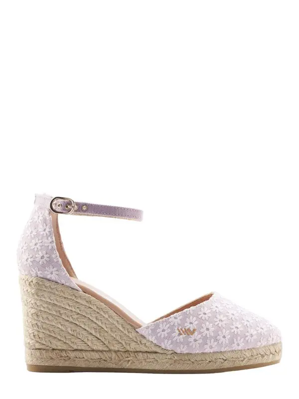 VISCATA Premium Fabrics Espadrille Wedges - Daisy Pink