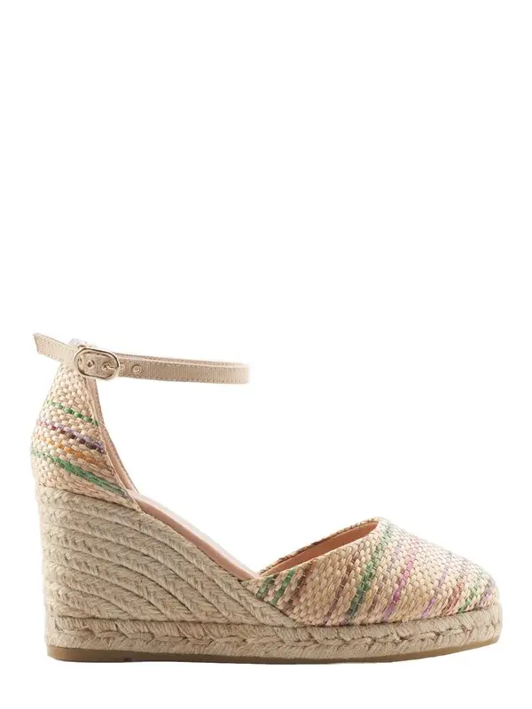 VISCATA Premium Fabrics Espadrille Wedges - Multicolor Raffia