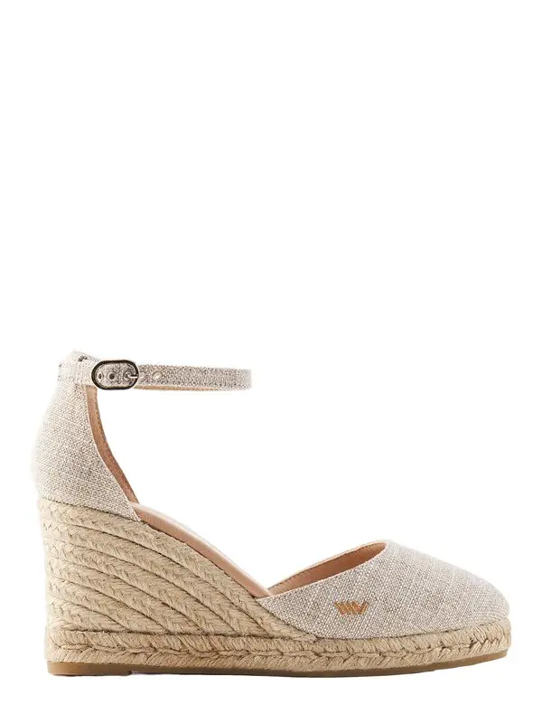 VISCATA Premium Fabrics Espadrille Wedges - Silver