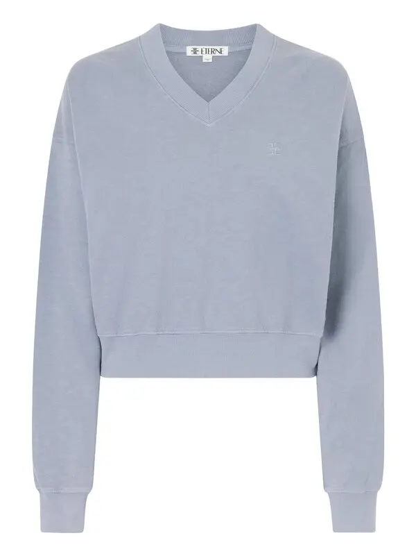 Eterne Embroidered Cotton-jersey Sweater - Blue
