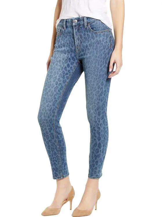 7 For All Mankind High Waist Ankle Skinny Jeans - Indigo Leopard