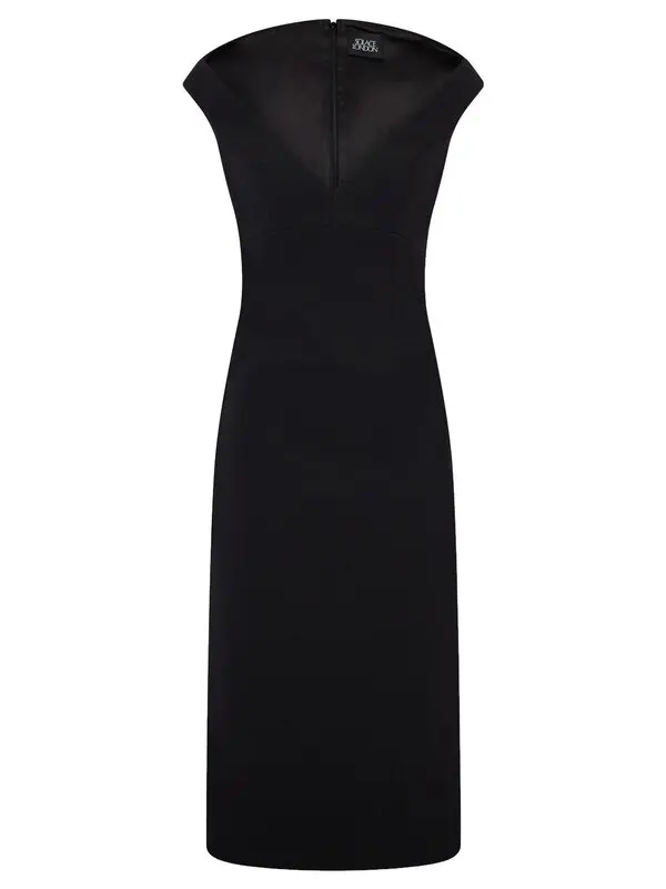 Solace London Monica Crepe Midi Dress - Black
