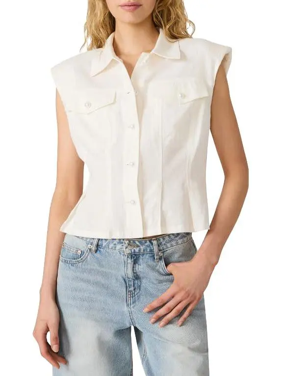 Steve Madden Cassady Linen Blend Button-up Top - Antique