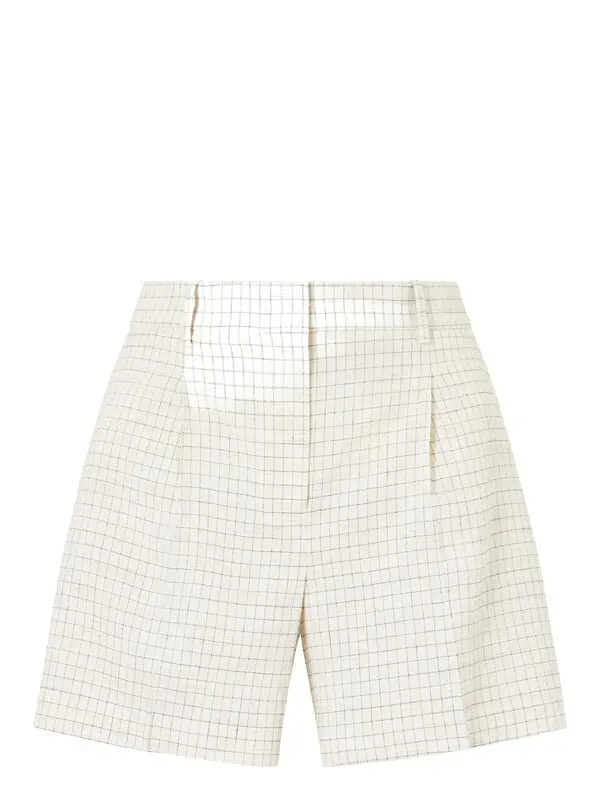 Theory Checked Linen-blend Shorts - Neutrals