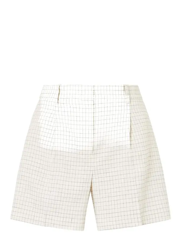 Theory Checked Linen-blend Shorts - Off-white