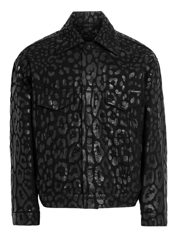Dolce & Gabbana Leopard-print Denim Jacket - Black
