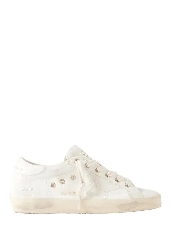 GOLDEN GOOSE Super-star Distressed Canvas Sneakers - Neutrals