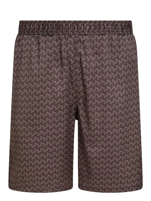 Frescobol Carioca Palma Printed Silk-blend Satin Drawstring Shorts - Chocolate