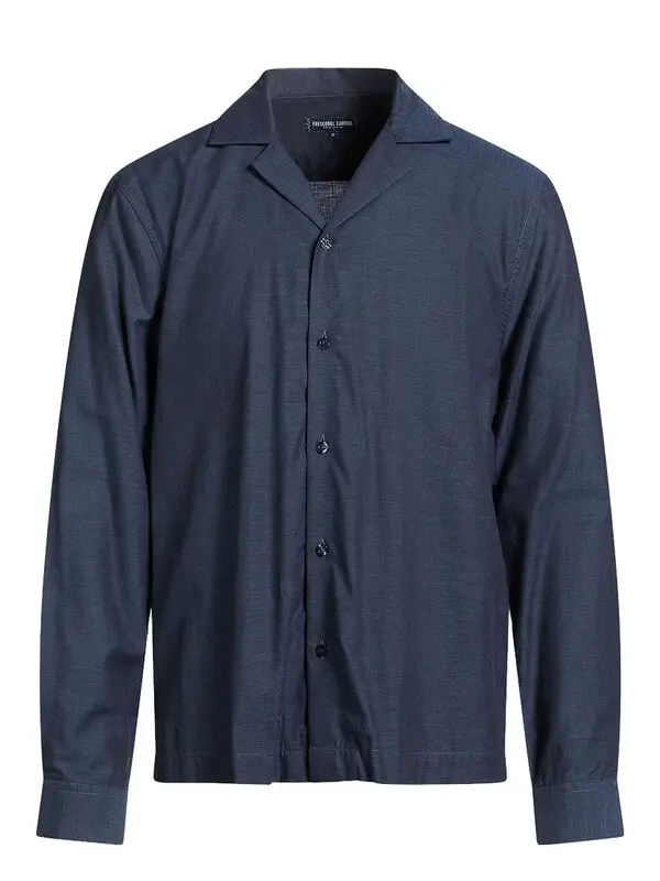 Frescobol Carioca Safra Herringbone Cotton Shirt - Navy