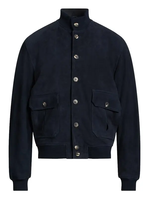 Frescobol Carioca Vicente Suede Bomber Jacket - Navy