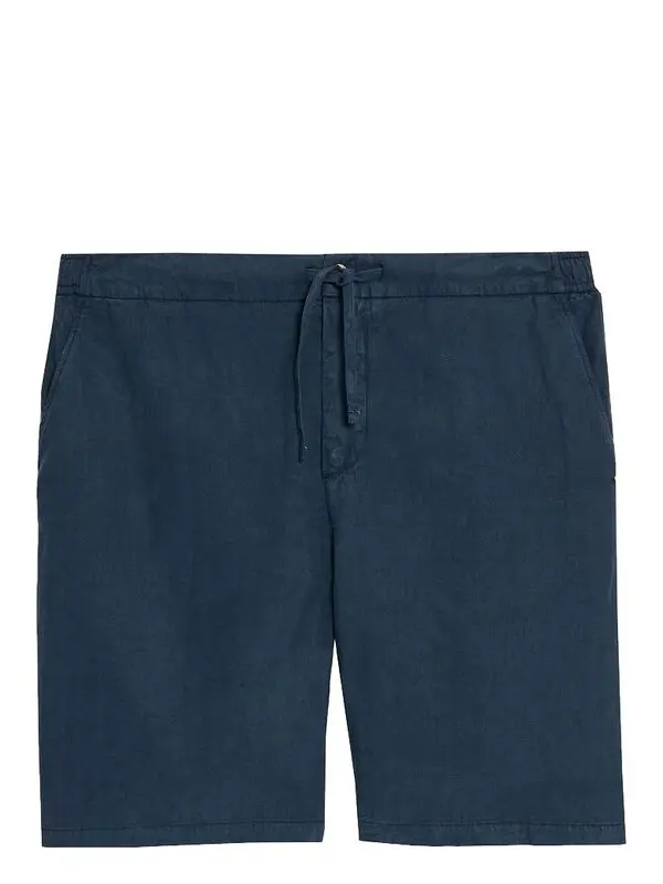 Frescobol Carioca Sergio Lyocell, Linen, And Cotton-blend Drawstring Shorts - Navy