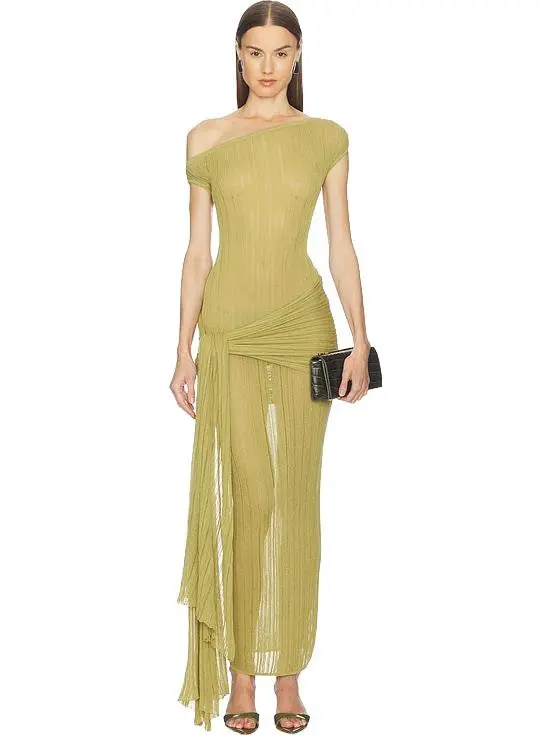 CAMILA COELHO Callie Sheer Midi Knit Dress - Green