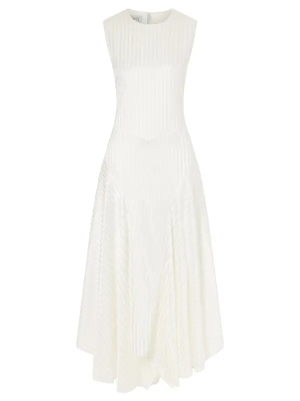 ABADIA Striped Stretch-silk Satin Maxi Dress - White