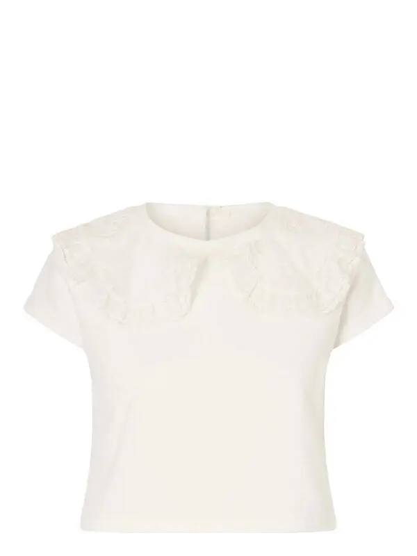 Anna Sui Lace-trimmed Jersey T-shirt - White